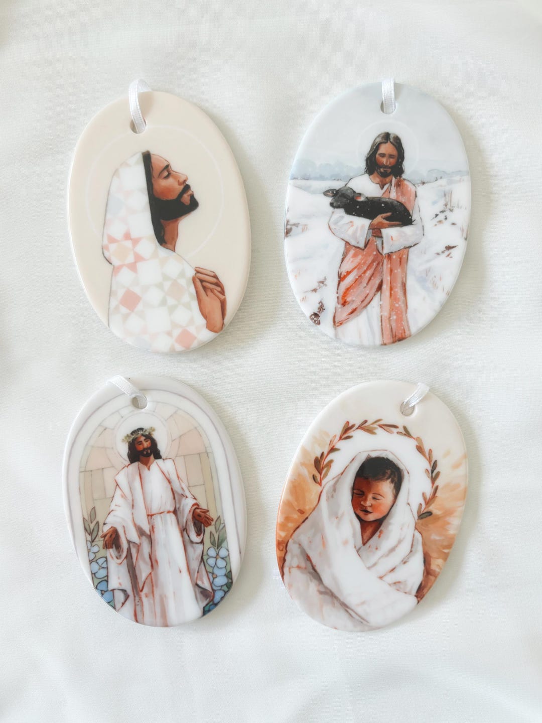Jesus Christ Set Porcelain Ornaments, Christmas Ornaments, Jesus ...