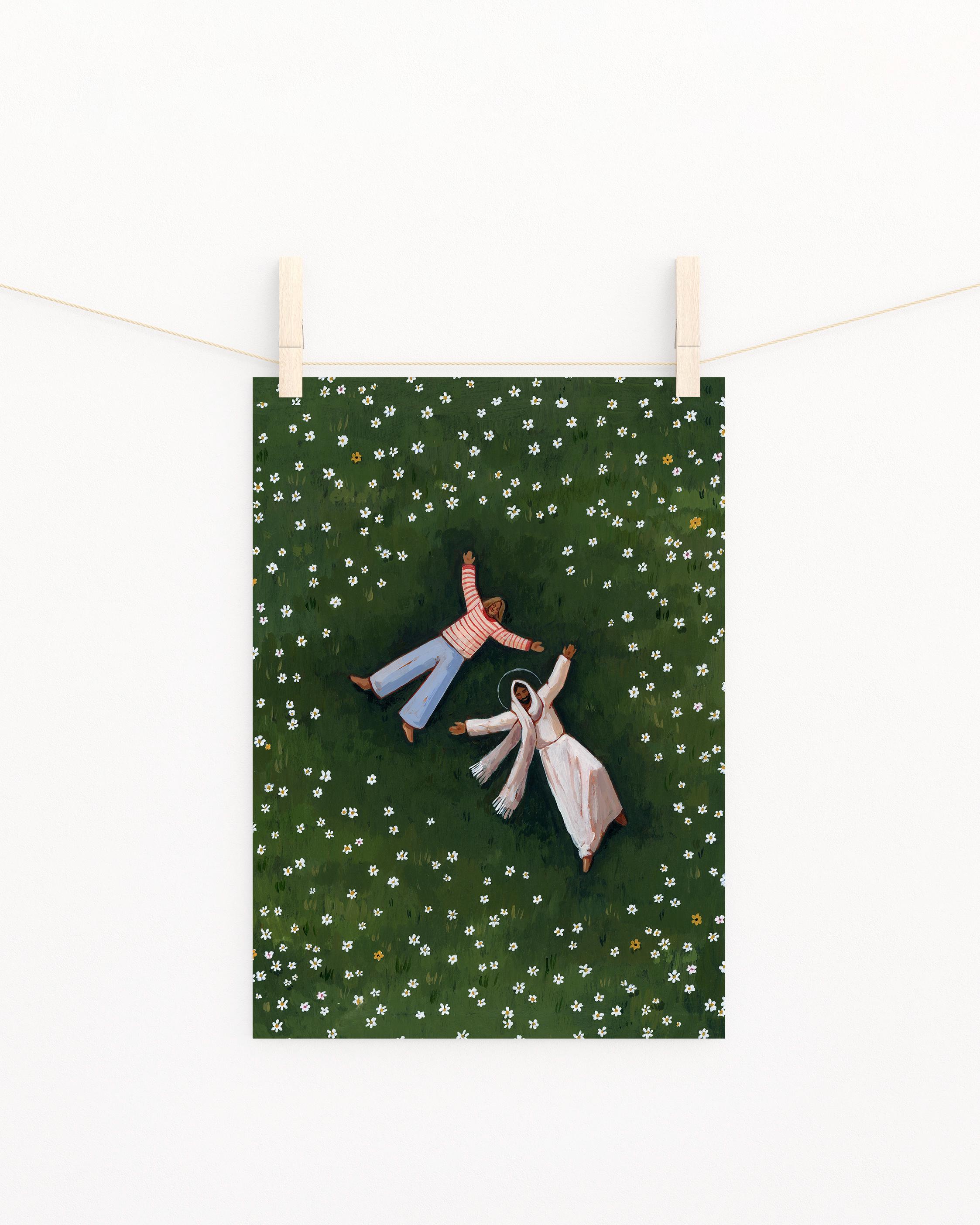 Jesus in Daisy Field Art Print: 'resting in His Wonders' - Etsy