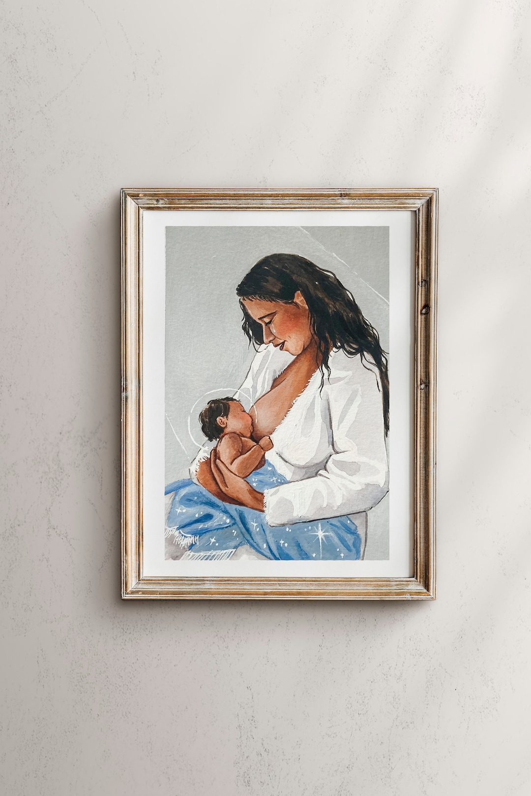 Mary Breastfeeding Jesus Art Print: Nativity Scene Christmas Decor - Etsy
