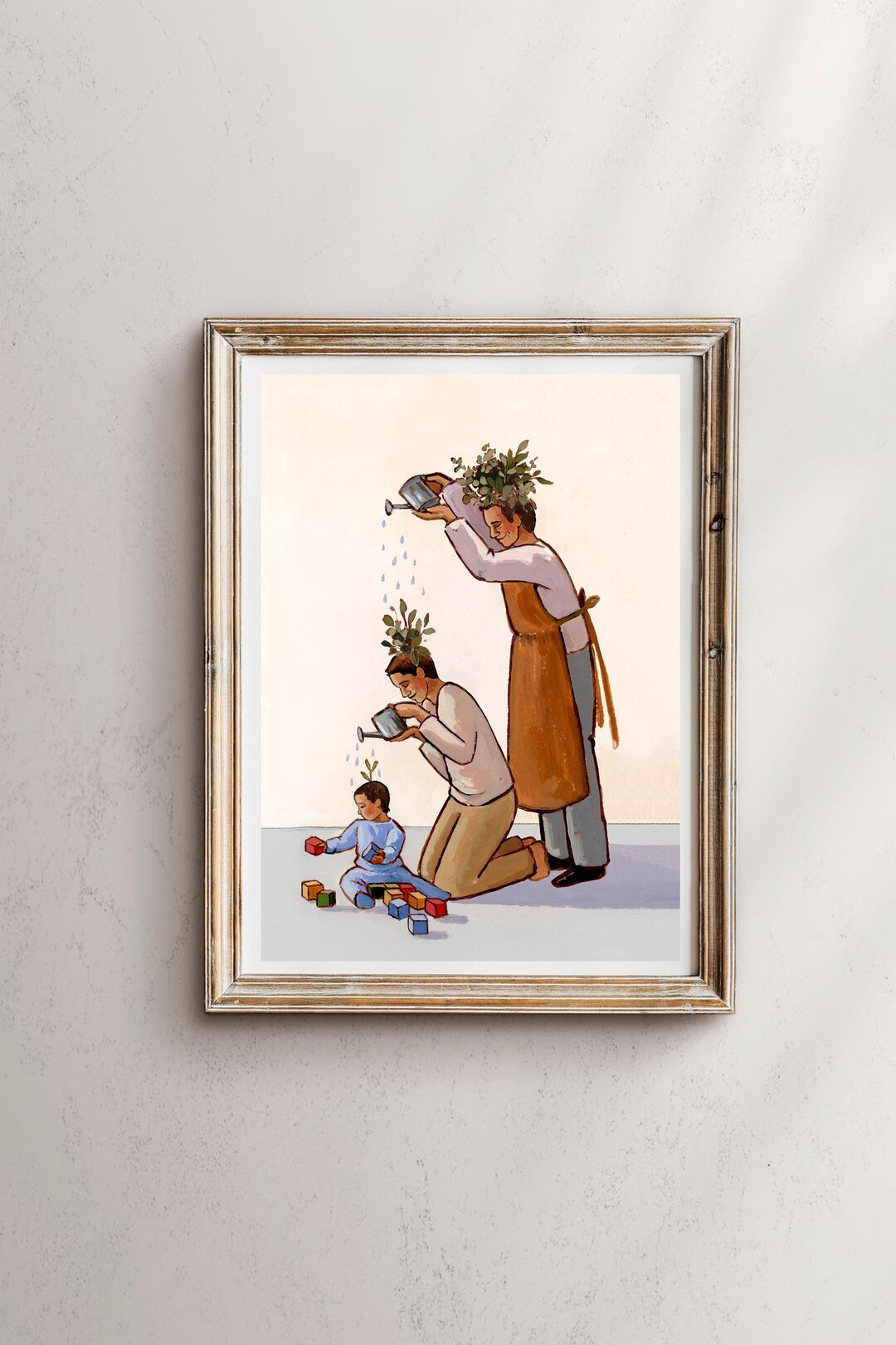 Generations of Growth, Grandpa Nurturing Child, Motherhood Art, Three ...