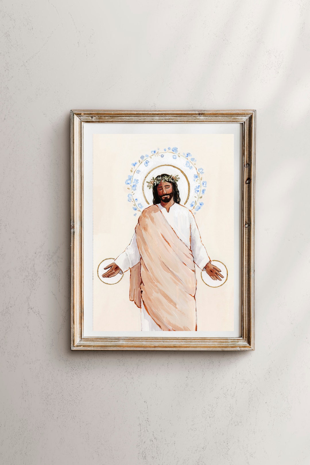 Yeshua Art Print: Risen Christ, Forget-me-not Flowers - Etsy