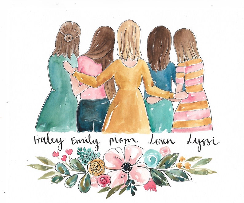 Mothers Day Portrait Back Silhouette Custom Portrait - Etsy