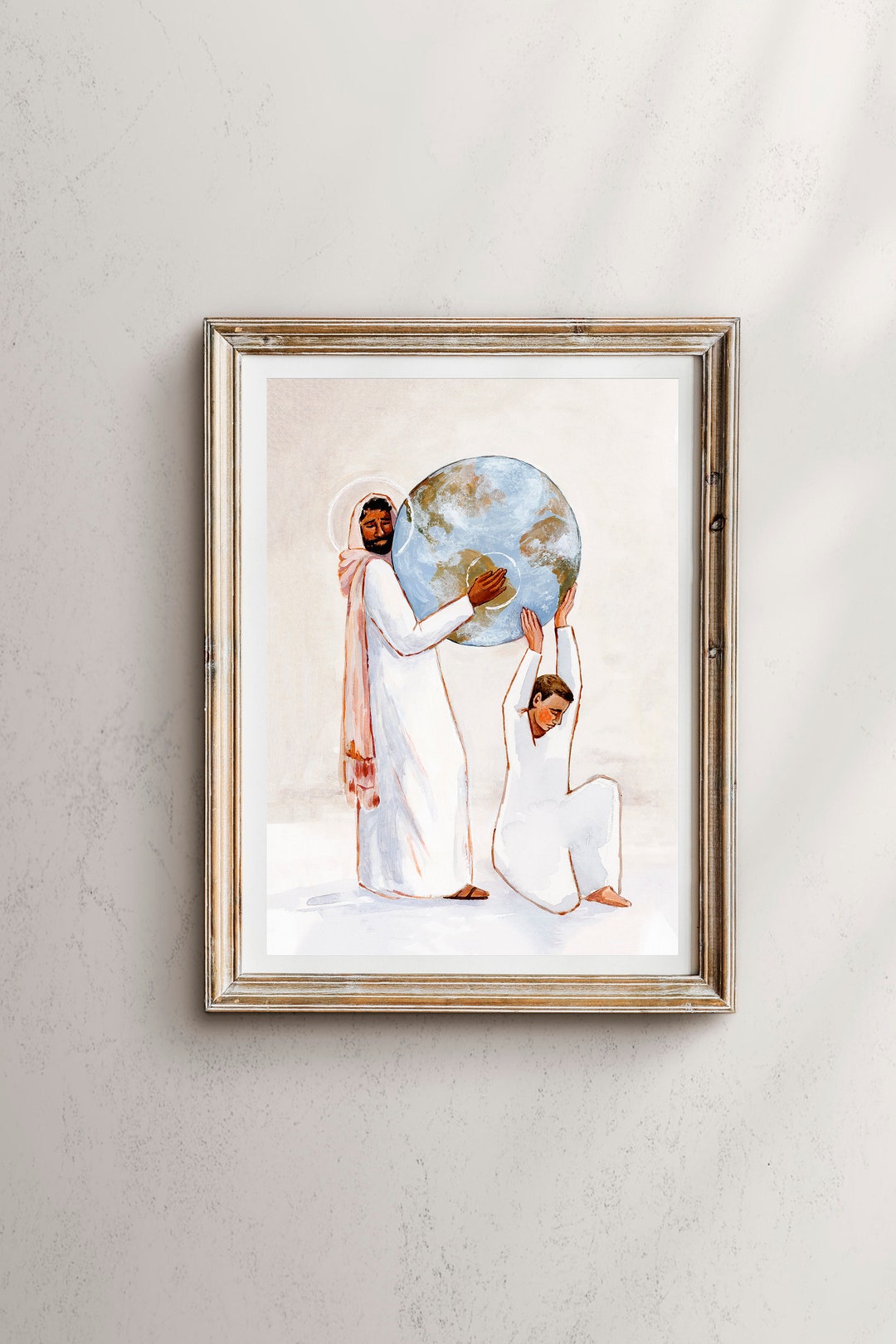 Jesus Christ Art Print: Strength Beyond My Own, Christ Holding World - Etsy
