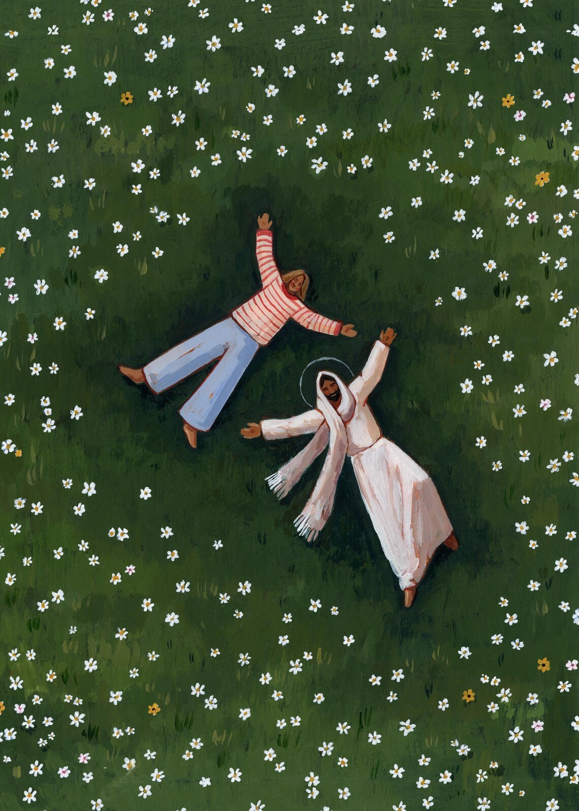 Jesus in Daisy Field Art Print: 'resting in His Wonders' - Etsy