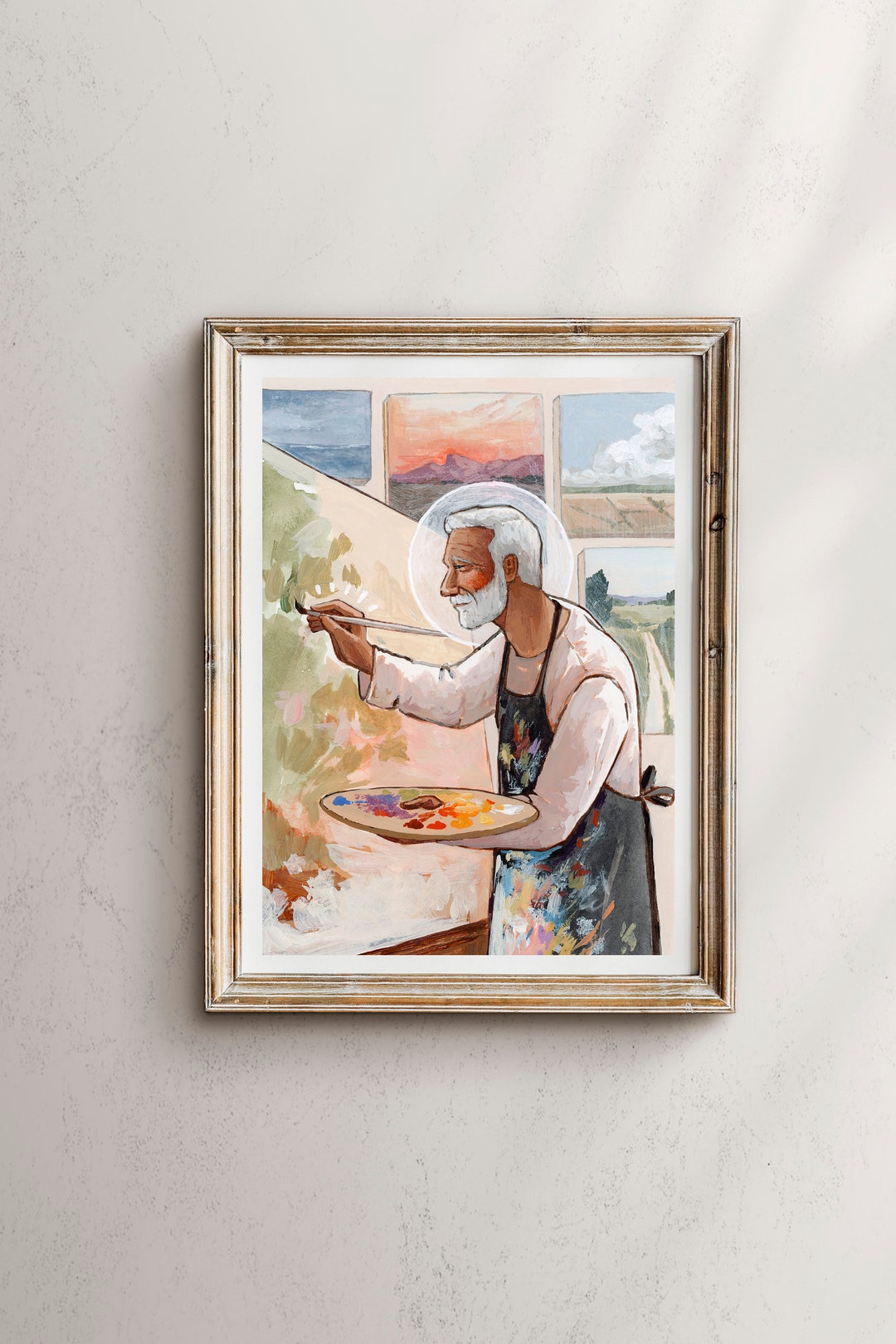 God Painting Earth Art Print: Religious Wall Art - Etsy