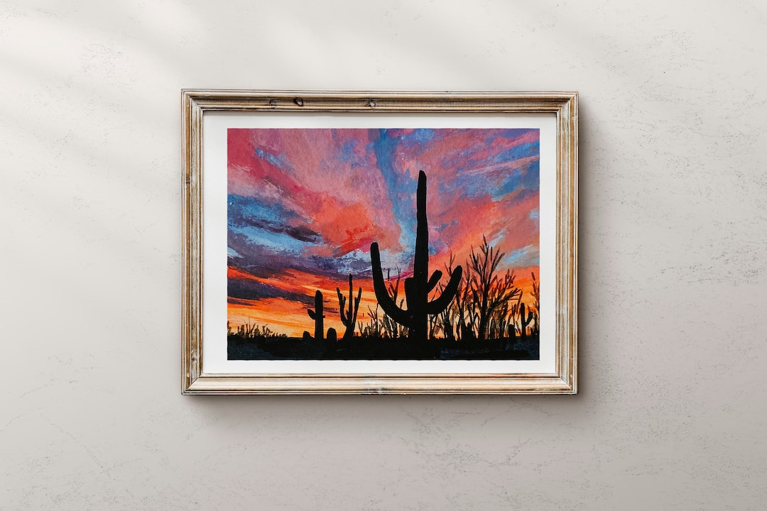 Saguaro National Park Print, Saguaro Sunset, Saguaro Art, Saguaro Wall ...