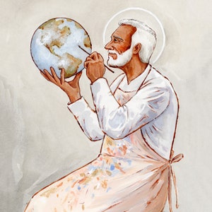 Heavenly Father Art Print: God Painting Earth - Etsy