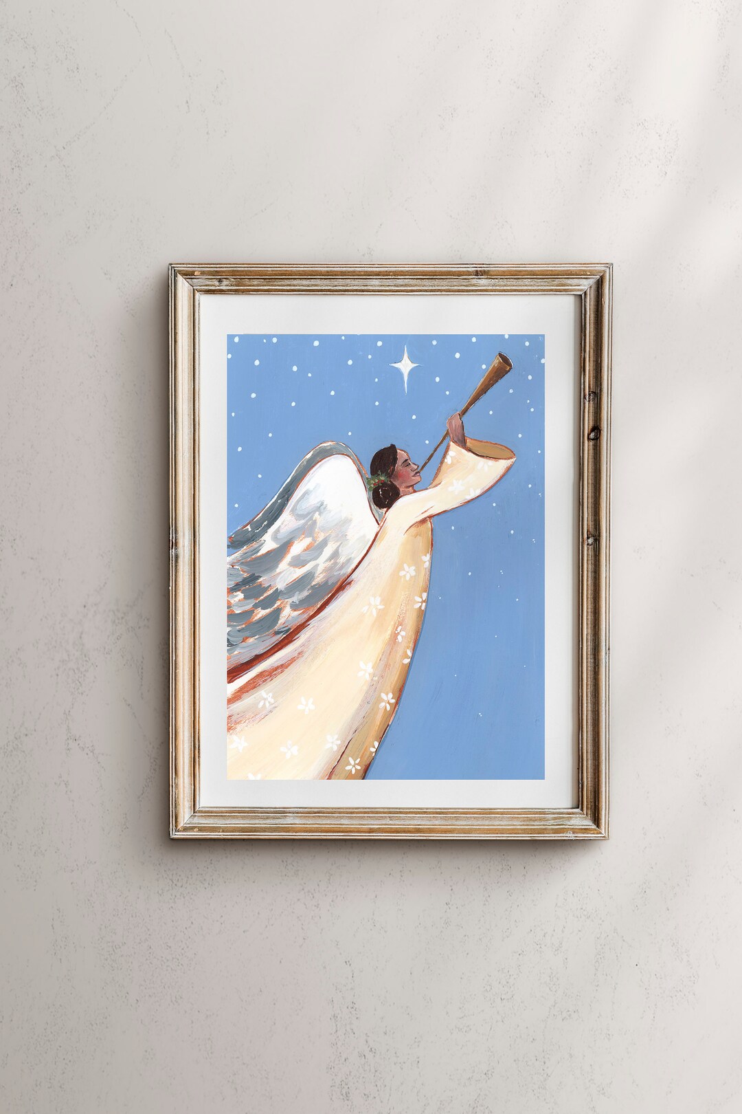 Christmas Angel Art, Christmas Angel Print, Angel Painting, Christmas ...