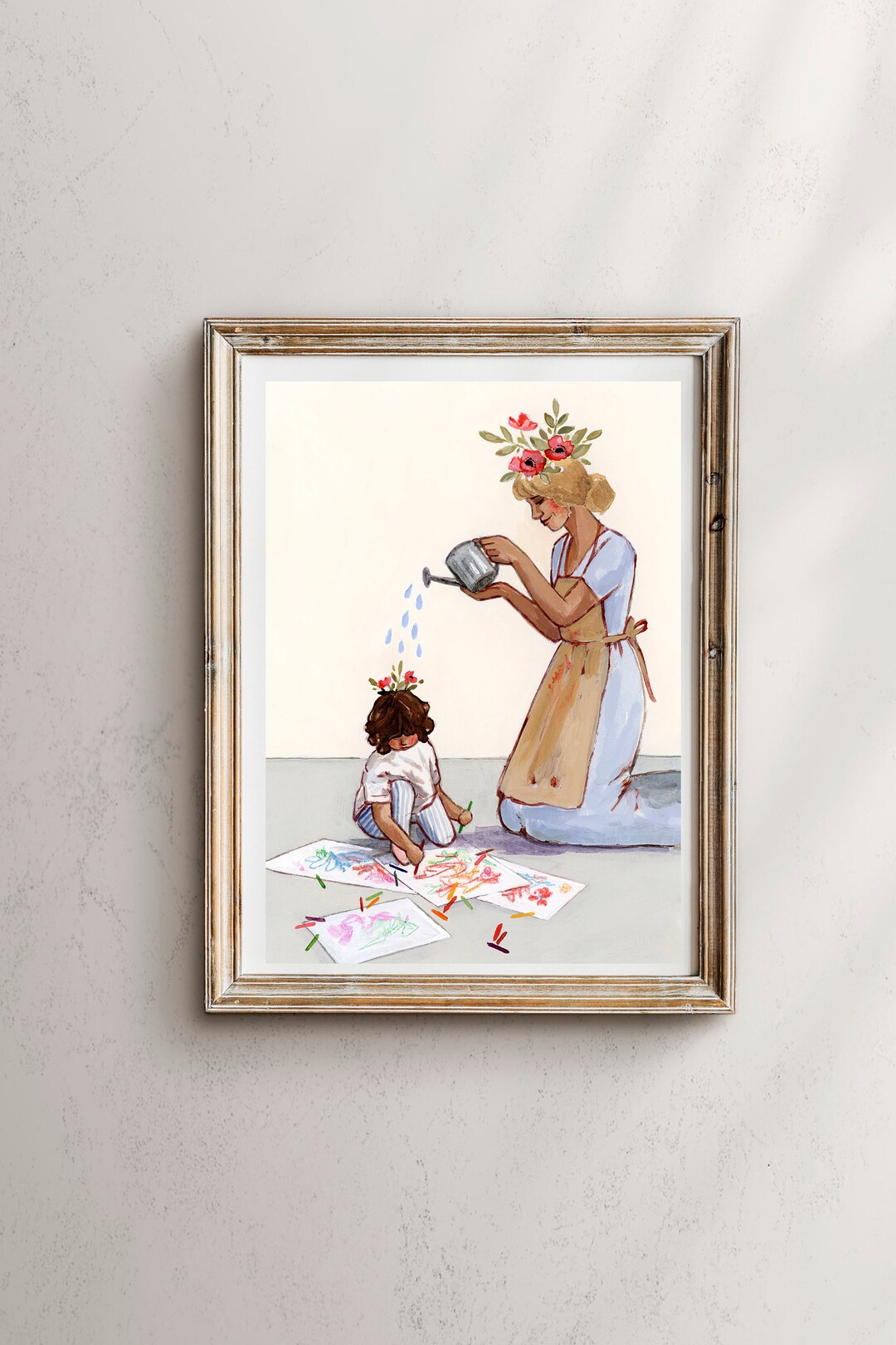Mother and Child Art Print: Nurturing Mom, Nursery Wall Decor - Etsy
