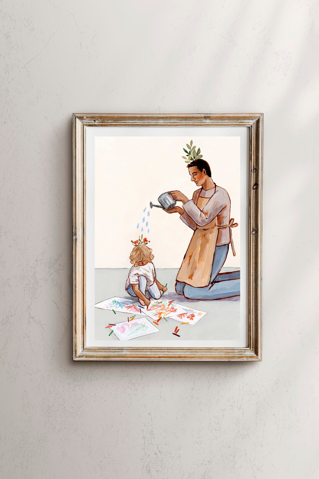 I'll Always Help You Grow, Dad Nurturing Child, Fatherhood Art, Father ...