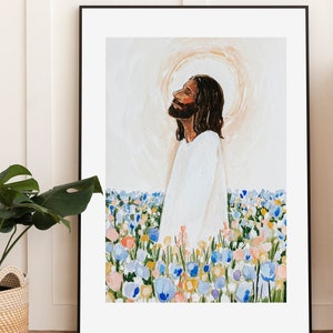 My Savior in Flowers, Jesus Christ Art, Jesus Christ Artwork, Jesus ...