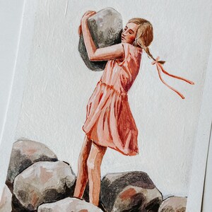 She Carries Such Heavy Burdens, Mental Health Art, Nursery Art, Mental ...