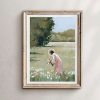 Jesus In Meadow Christian Art Print Spiritual Digital Download Etsy