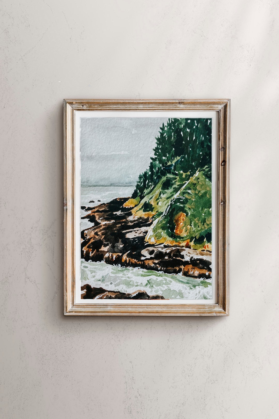 Oregon Coast Painting, Oregon Art, Landscape, Seascape Art, Watercolor ...
