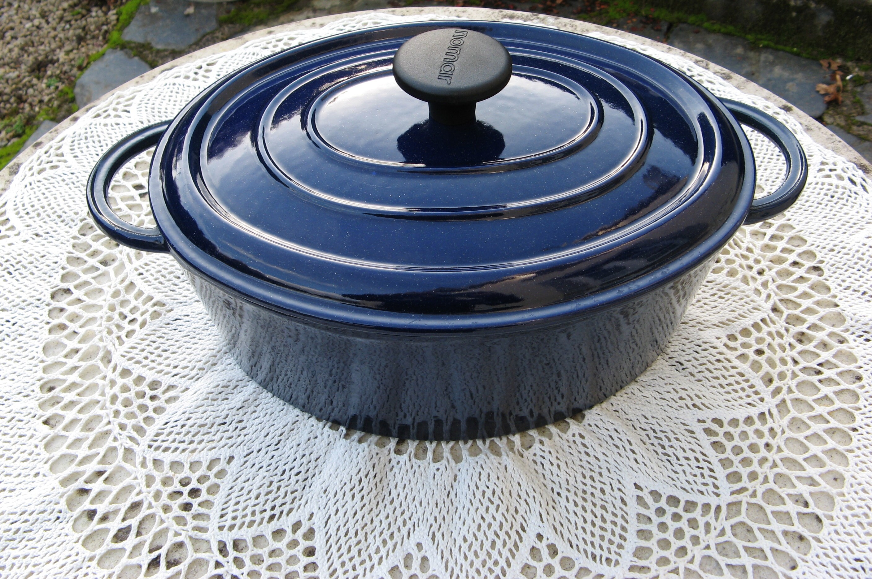 Vintage French Rare Oval Nomar (staub) Dark Blue Sparkly Color Enameled ...