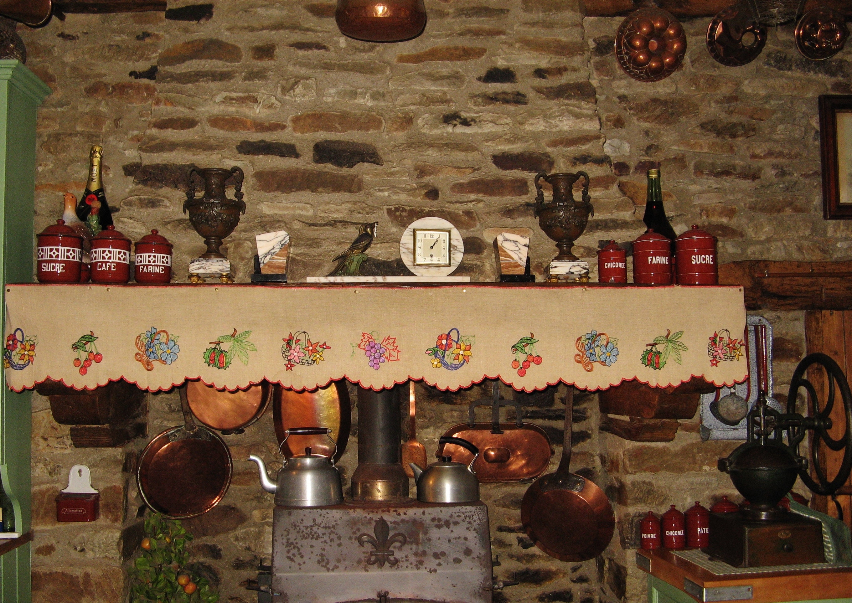 Vintage French Linen Machine Embroidered Window / Mantle | Etsy