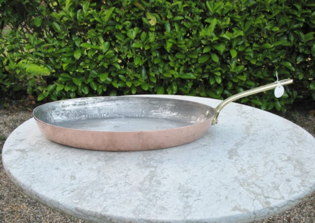 A Nice French Copper Oval Fish Pan / Saute Pan /frying Pan Tin Lined ...