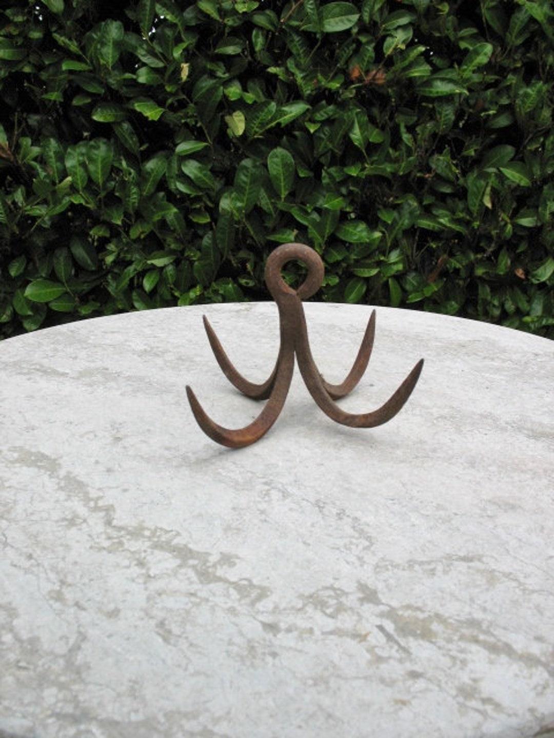 A Nice Old Vintage French Blacksmith Made Four Prong Iron Grapple Hook ...