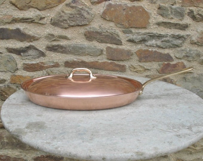 A Nice Large Vintage French Copper Fish Pan Saute Pan With Lid Stamped ...