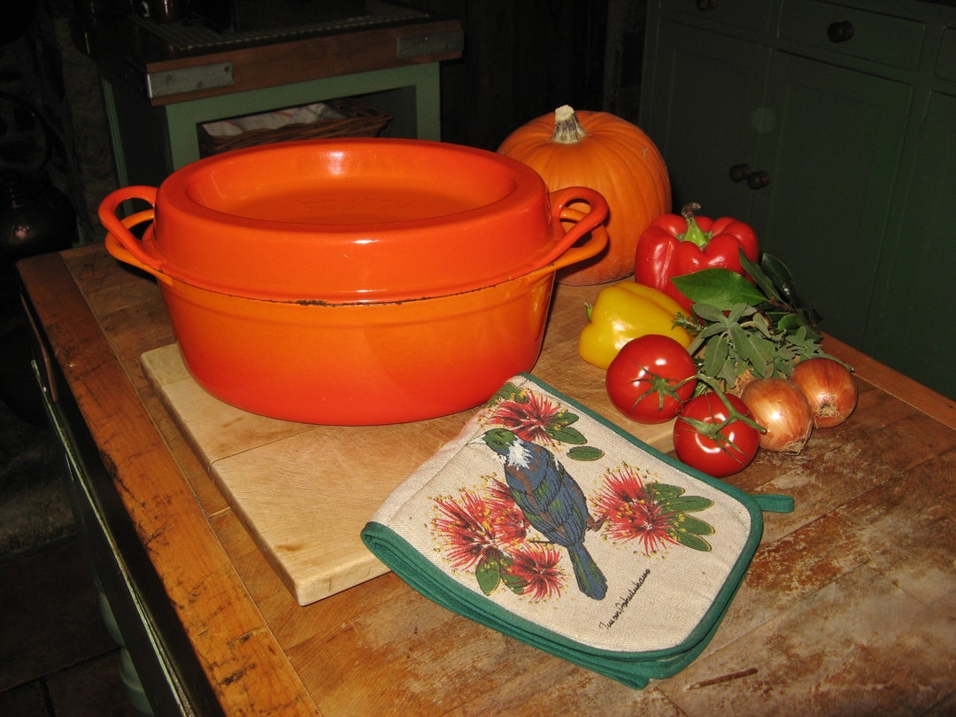 Vintage French Andre Cousances /le Creuset Oval Two Tone Orange Colored ...