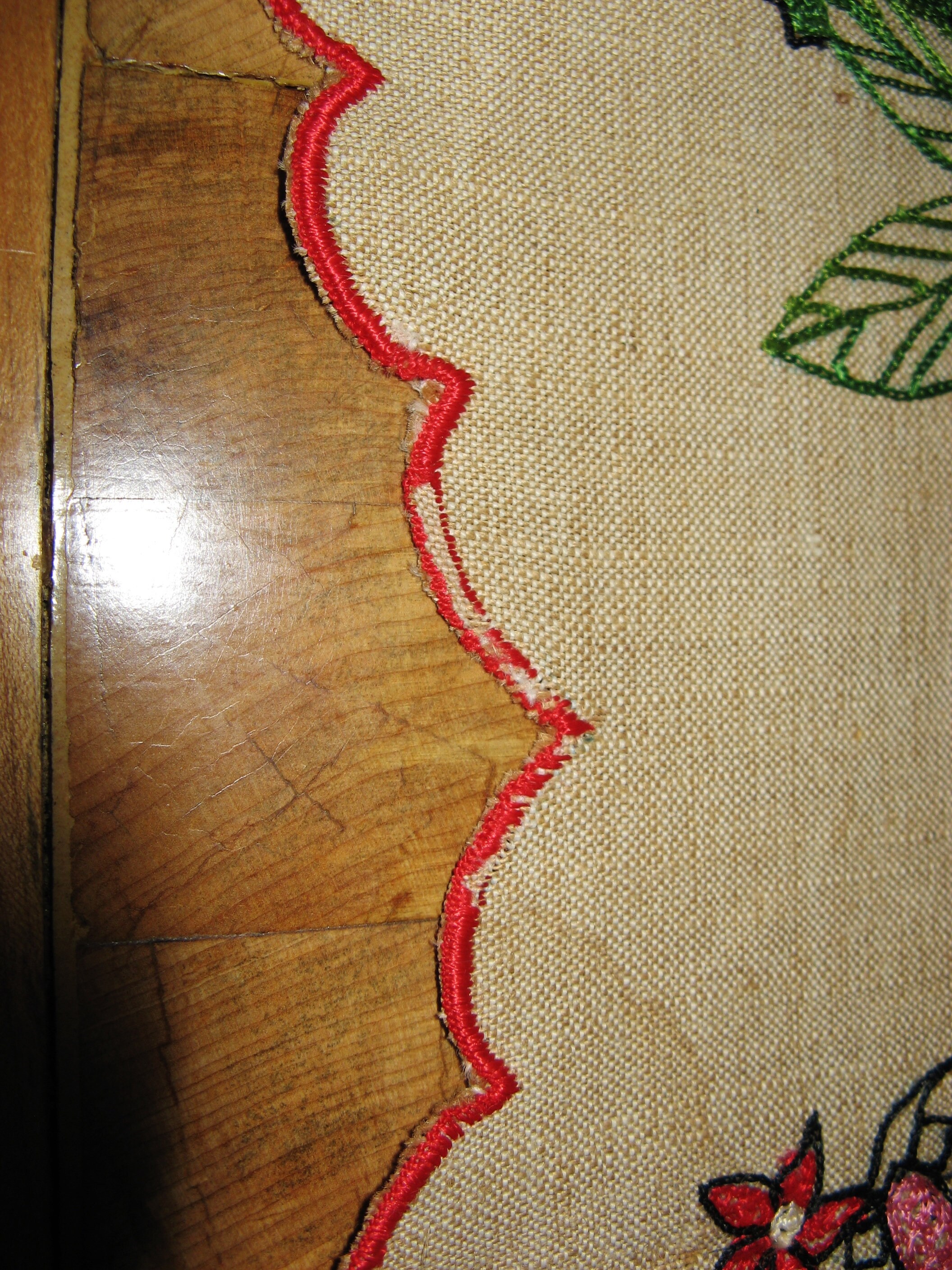 Vintage French Linen Machine Embroidered Window / Mantle | Etsy