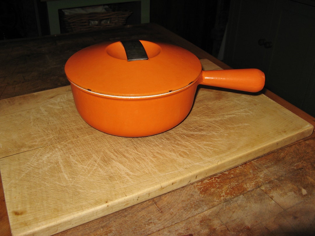 Vintage French "ac" Cousances / Le Creuset Orange Cast Iron Enameled ...