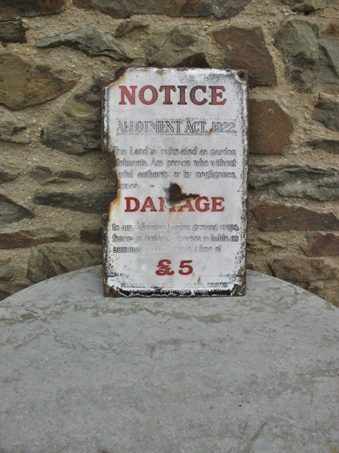 A Rare Old Enamel Notice / Warning Sign Allotment Act 1922 - Etsy UK