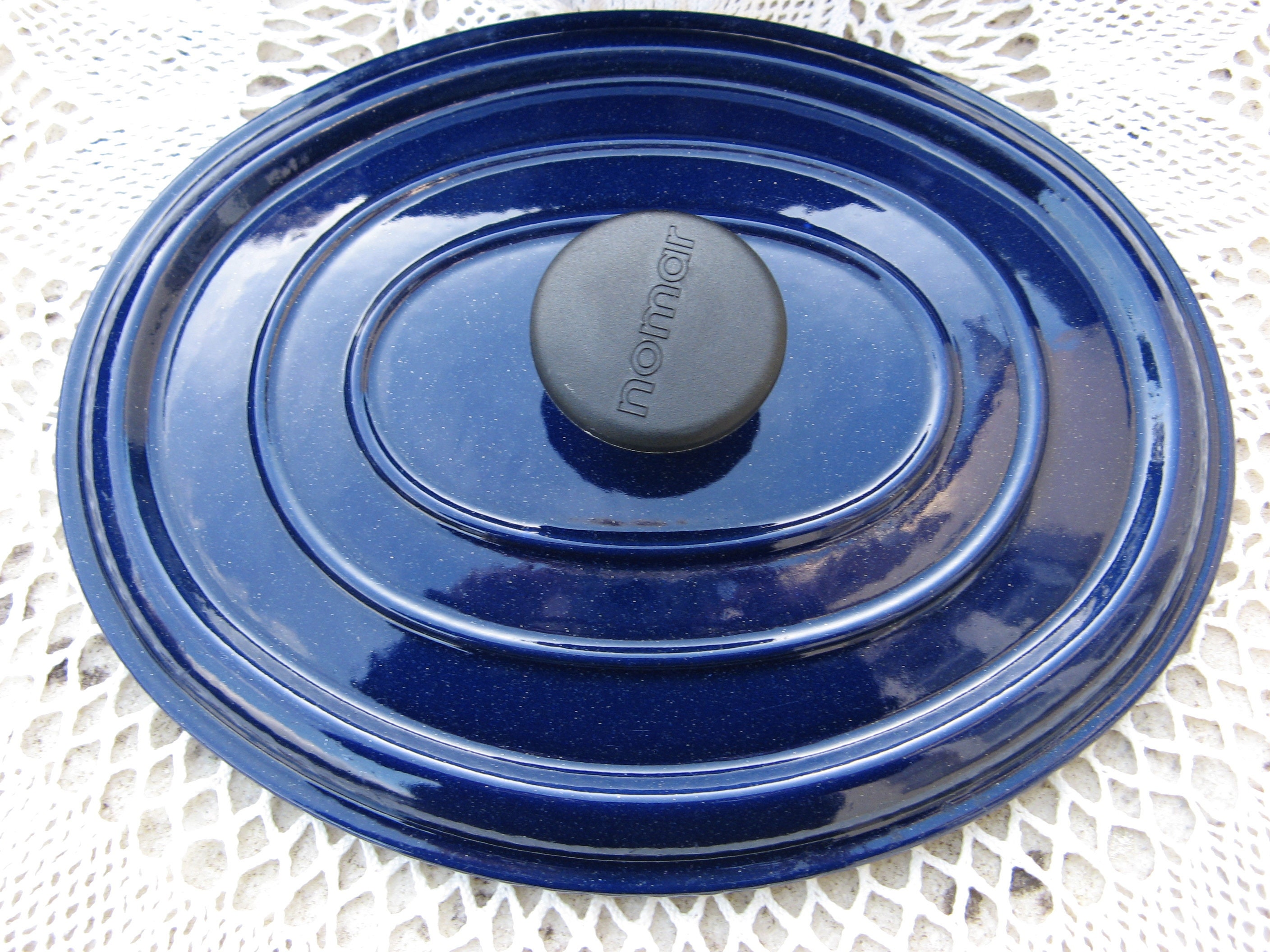Vintage French Rare Oval Nomar (staub) Dark Blue Sparkly Color Enameled ...