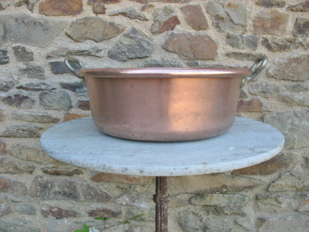 A Lovely Vintage French Large Copper Jam Pan / Preserve Pan With Brass ...