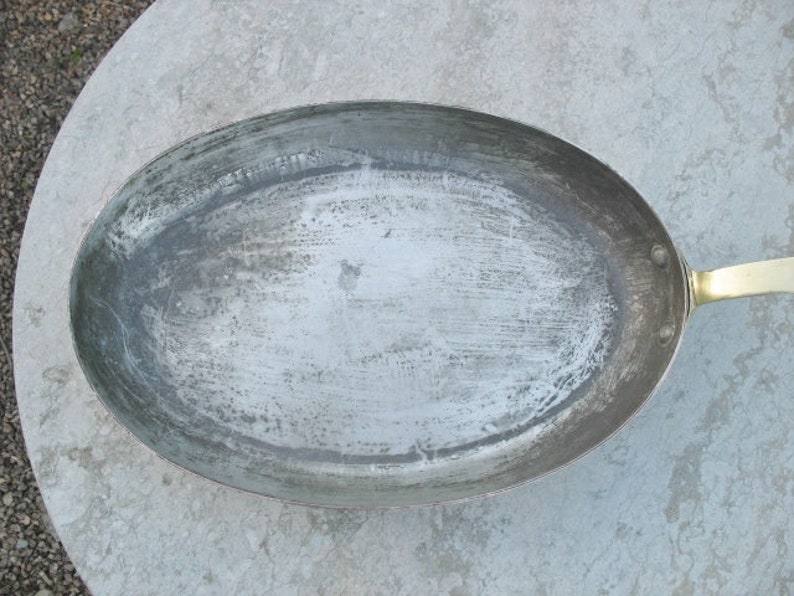 A Nice French Copper Oval Fish Pan / Saute Pan /frying Pan Tin Lined ...