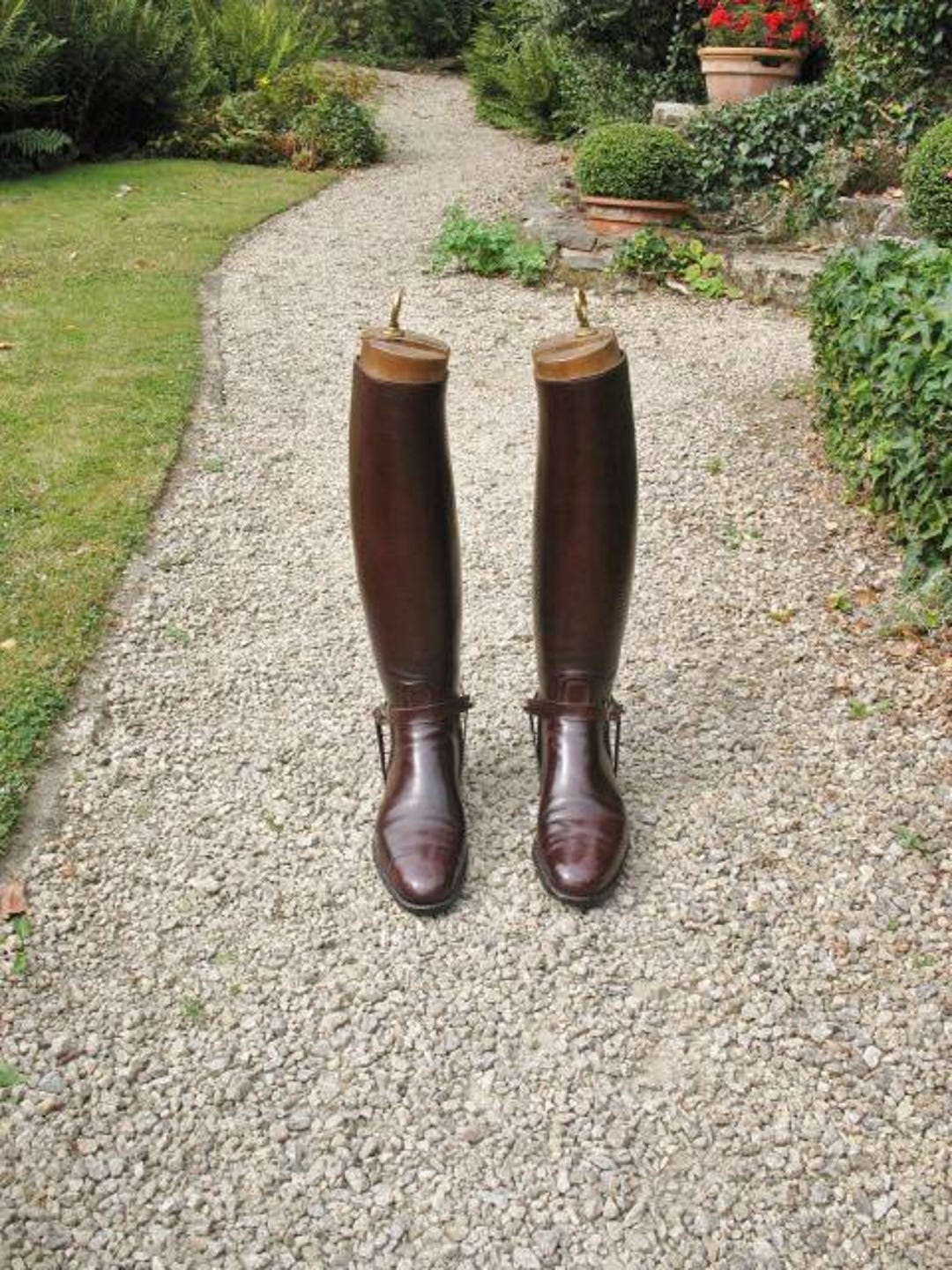 Pair of Vintage French Brown Leather Hunting / Riding Boots With Spurs ...