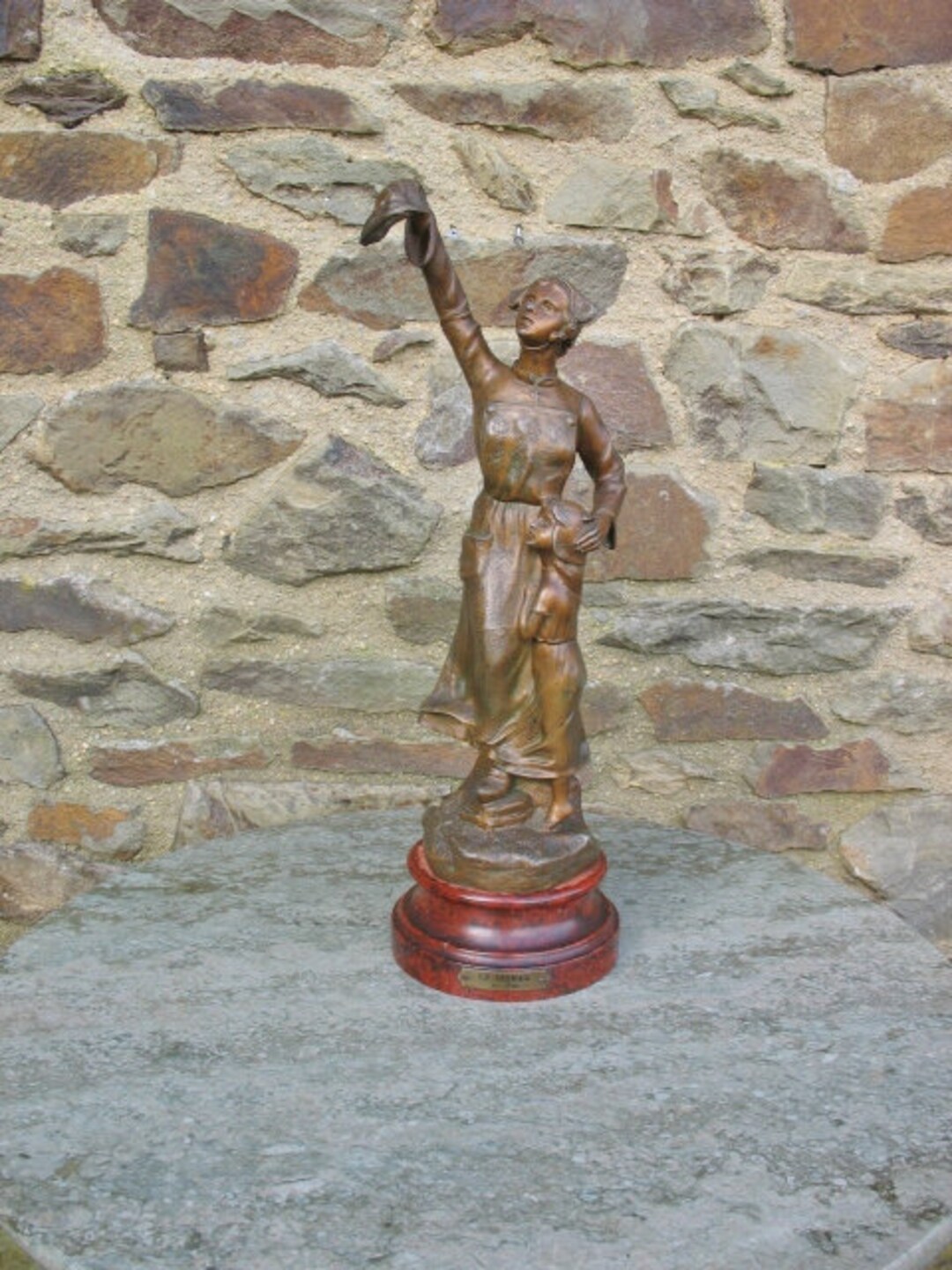 A Very Nice Vintage French Bronzed Spelter Figure of A Mother and Child ...