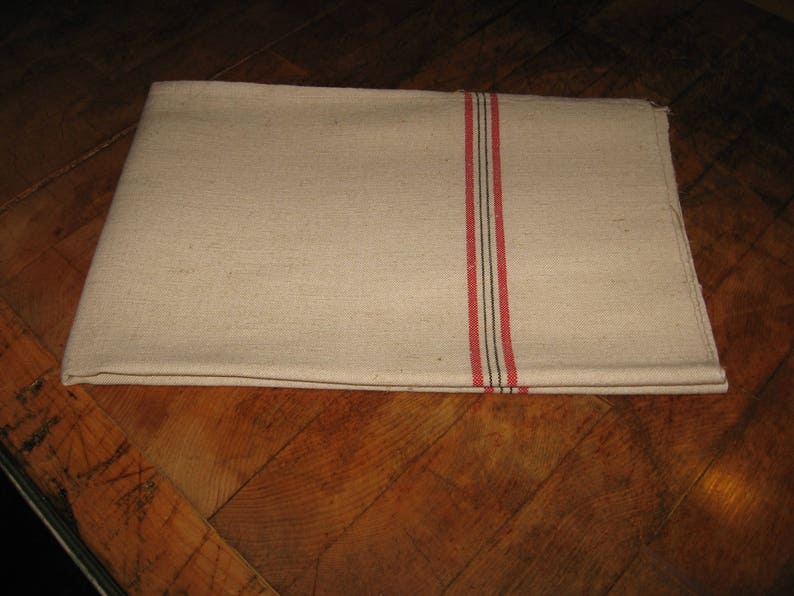 Three Vintage French 1950's Large Linen Torchons / Tea Towels ~ Ecru in ...