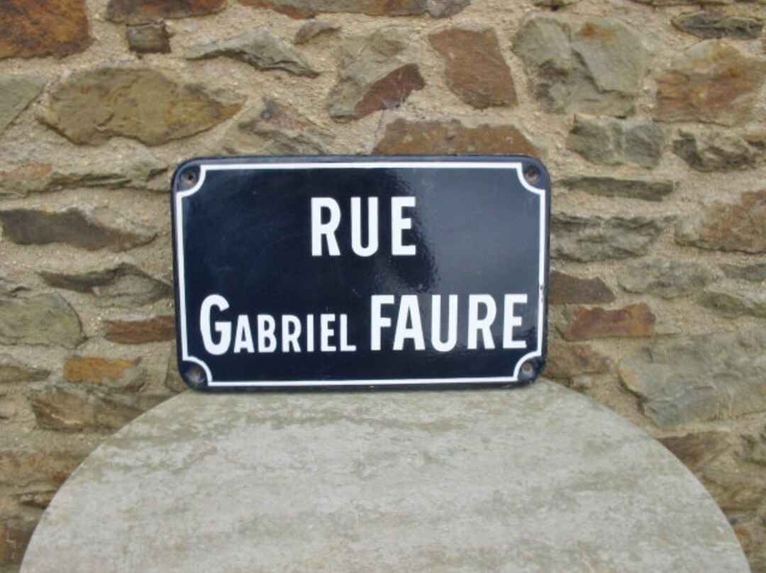 A Vintage French Blue and White Enamel Road Sign " Rue Gabriel Faure ...