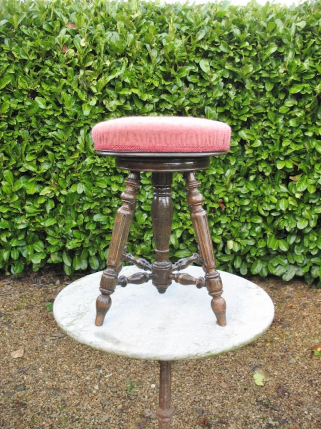 A Vintage French Turned Wood Height Adjustable Piano Stool / Music ...