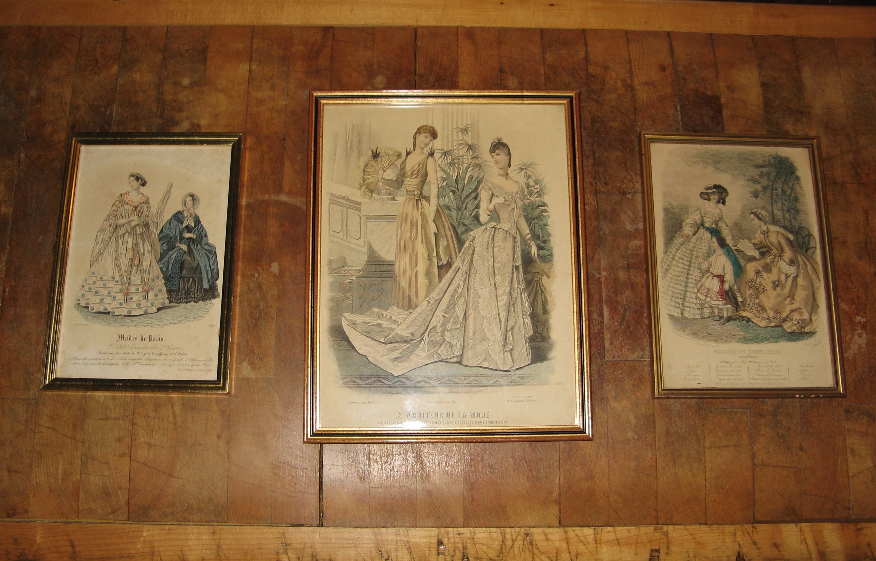 3 X Vintage French Modes De Paris Prints in Glazed Gilt Frames | Etsy