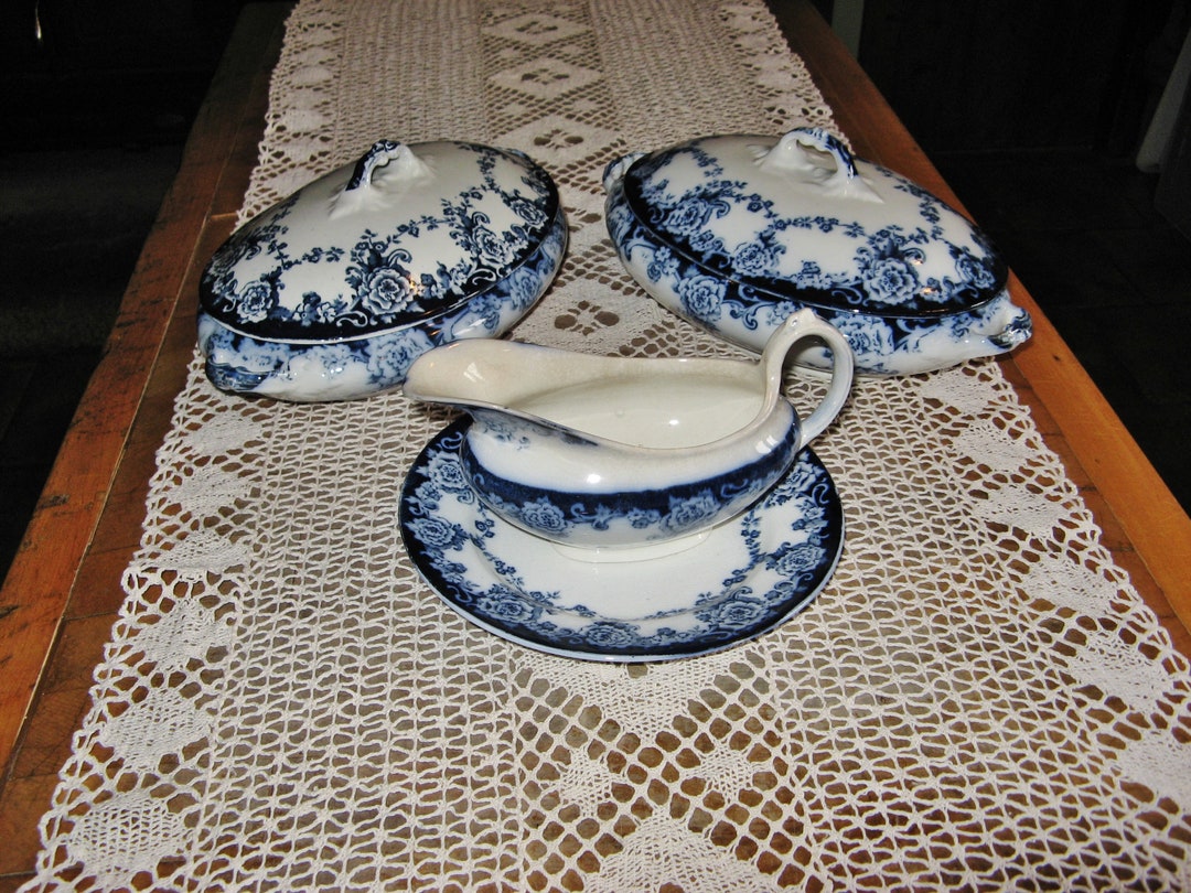 A Pair Antique Oval Myott Son & Co England Imperial Semi Porcelain ...