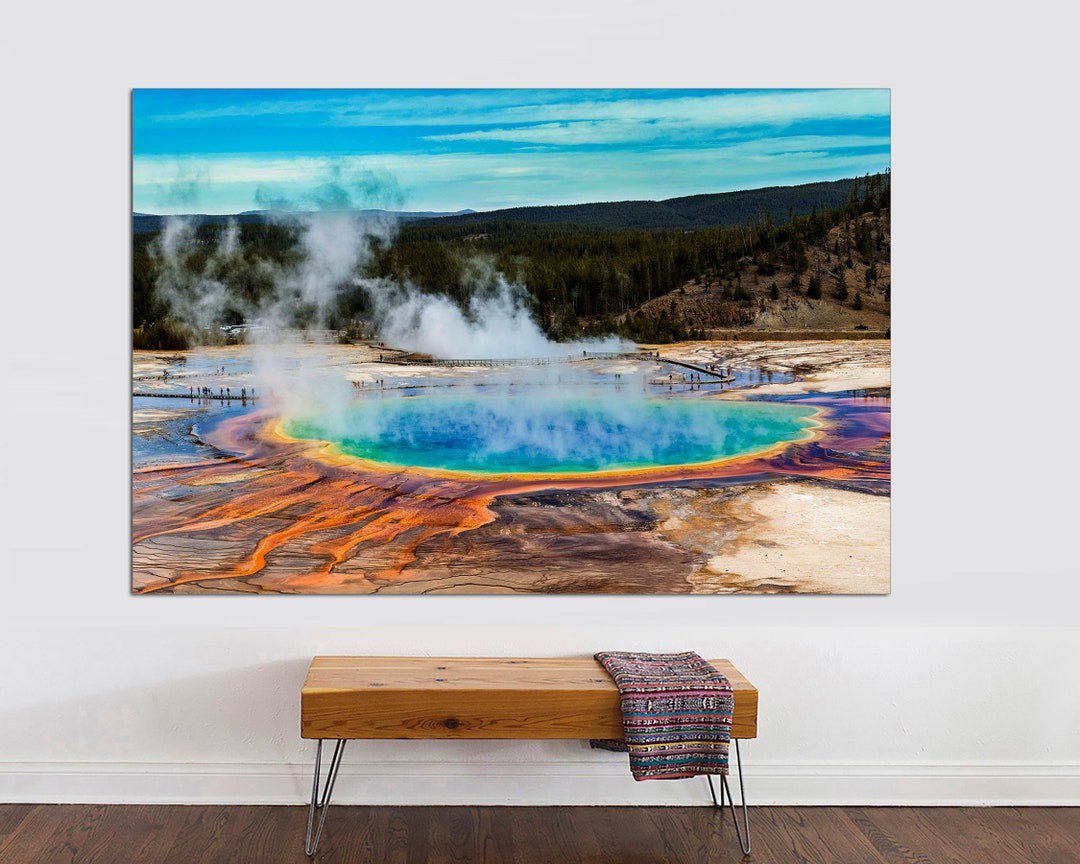 Grand Prismatic Hot Spring Wall Art, Yellowstone Canvas Print Wrapped ...