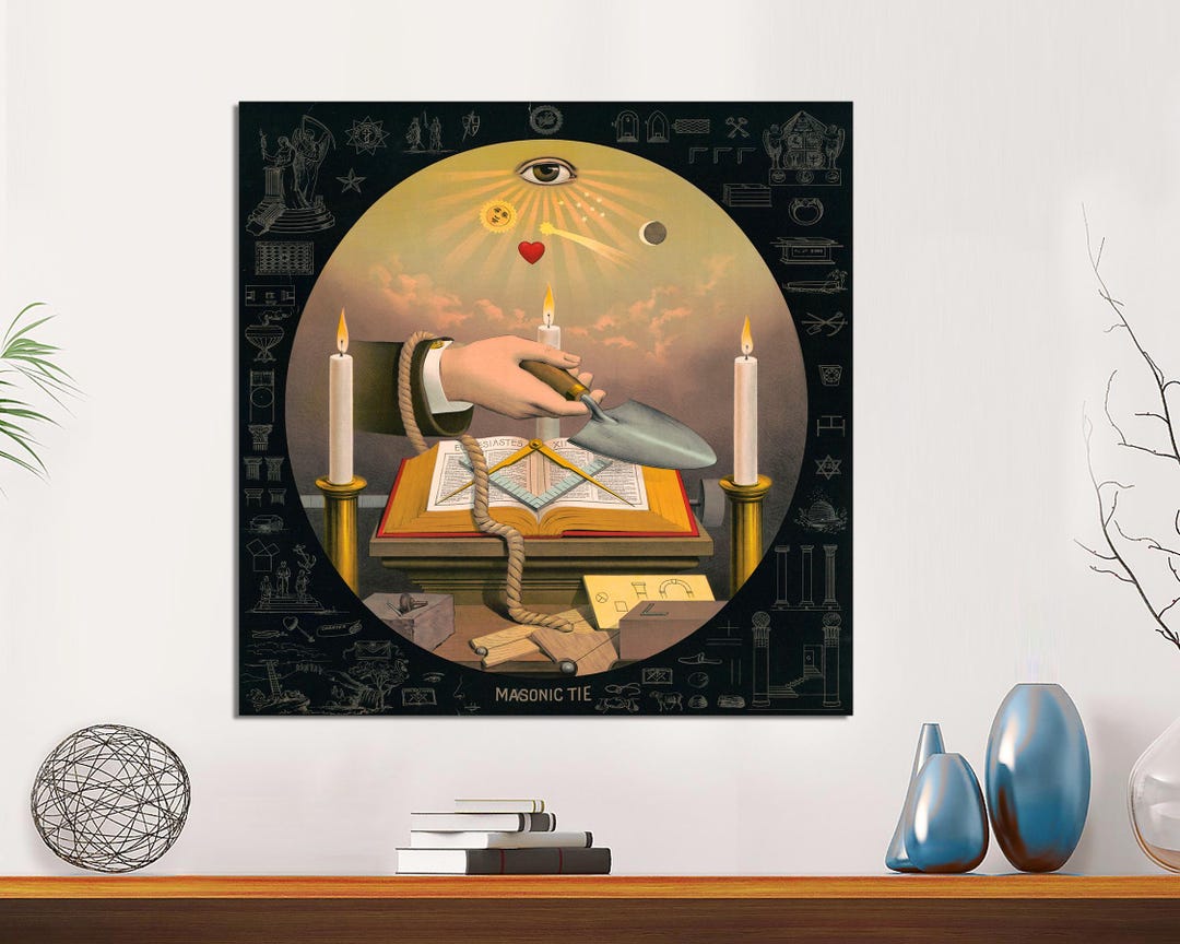 Vintage Masonic Art Canvas Print – Freemason Symbolism, Ready to Hang ...