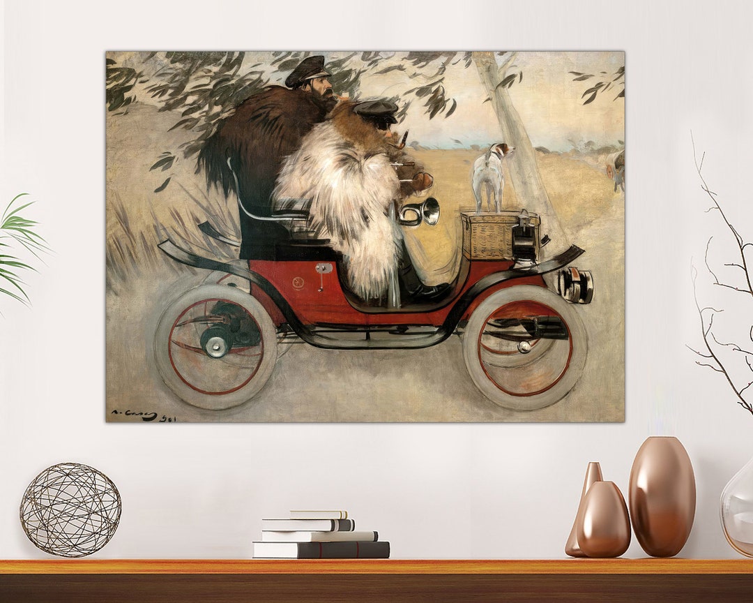 Ramon Casas and Pere Romeu in an Automobile, Premium Art Reproduction ...