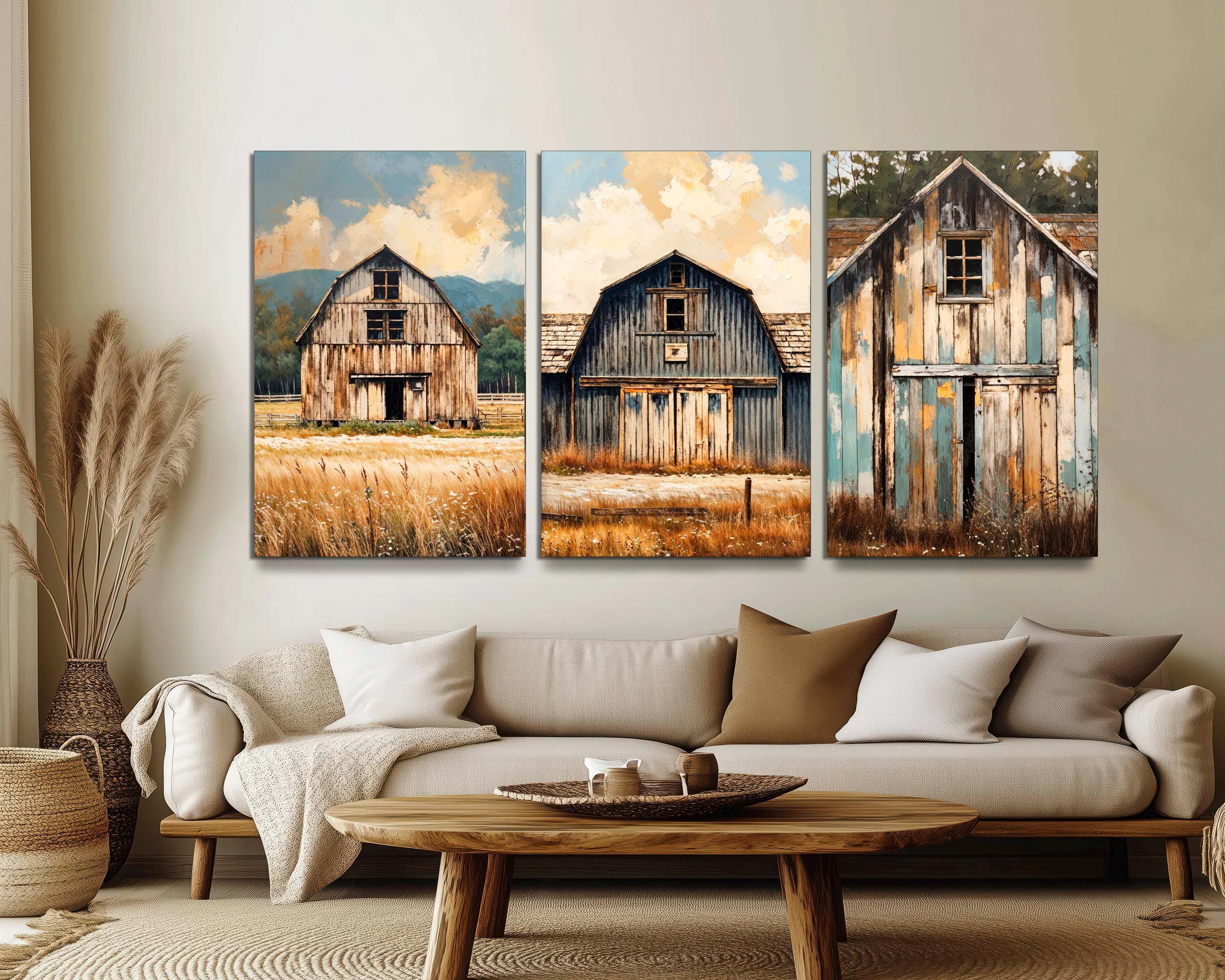 Rustic Barn Canvas Print Set, Farmhouse Wall Art - Etsy