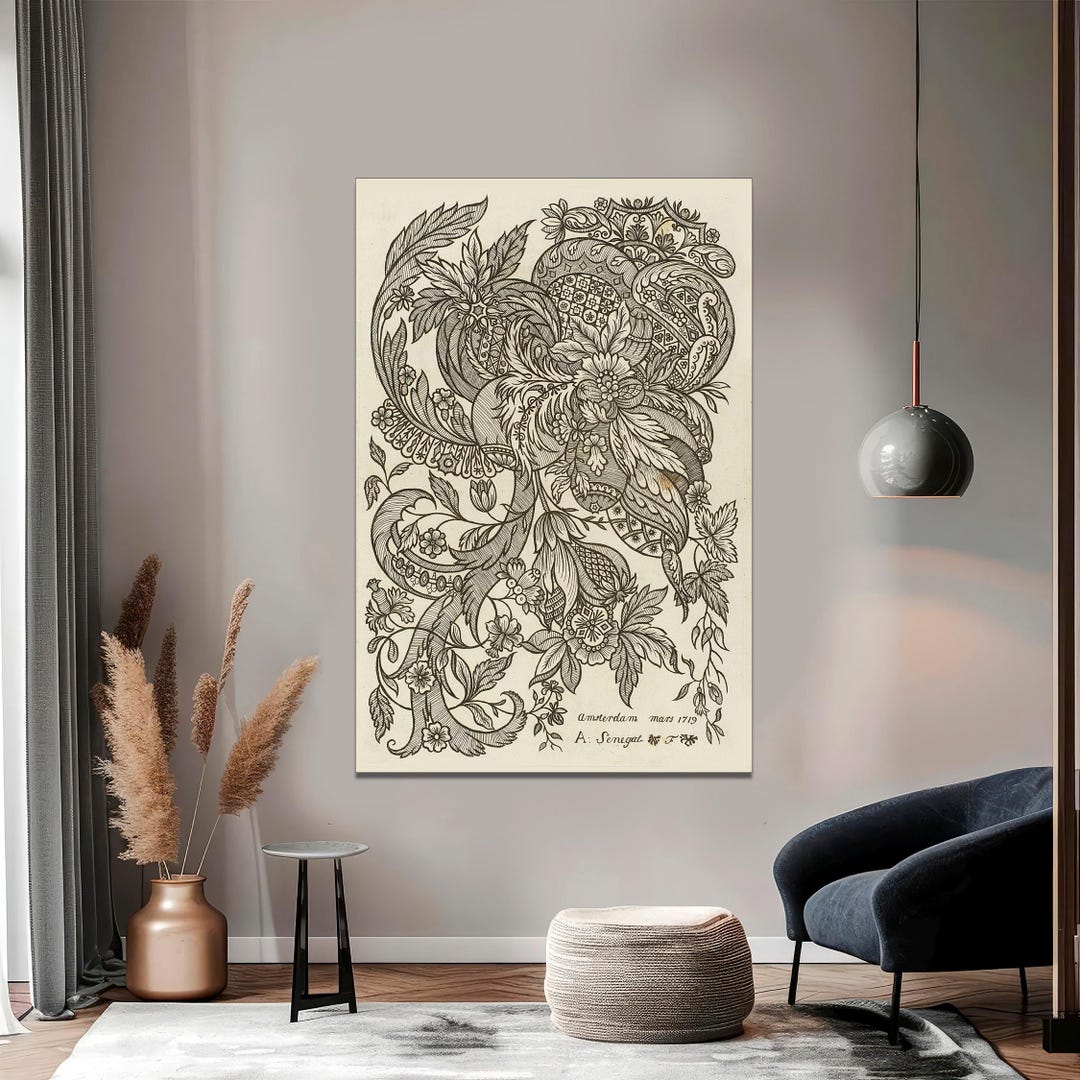Vintage Botanical Print Canvas, Floral Textile Wall Art - Etsy
