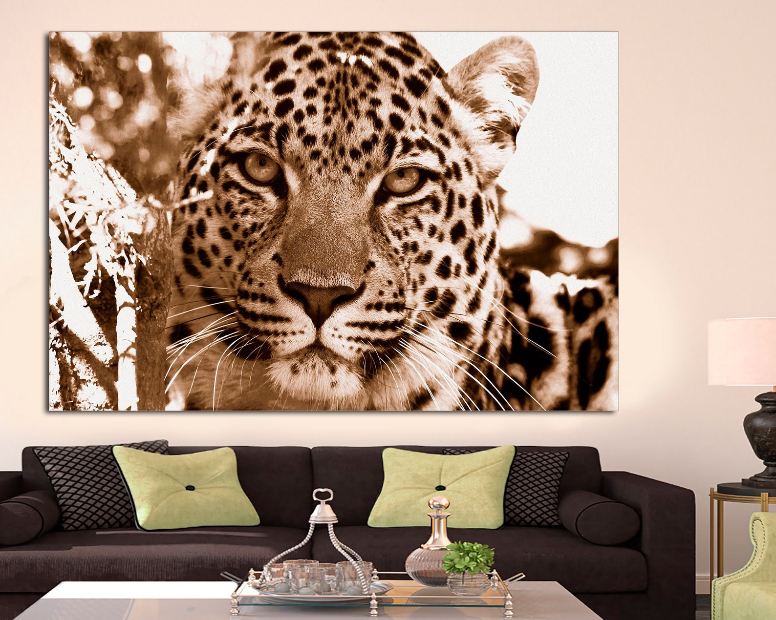 Leopard canvas print Leopard Print on Canvas Leopard wall | Etsy