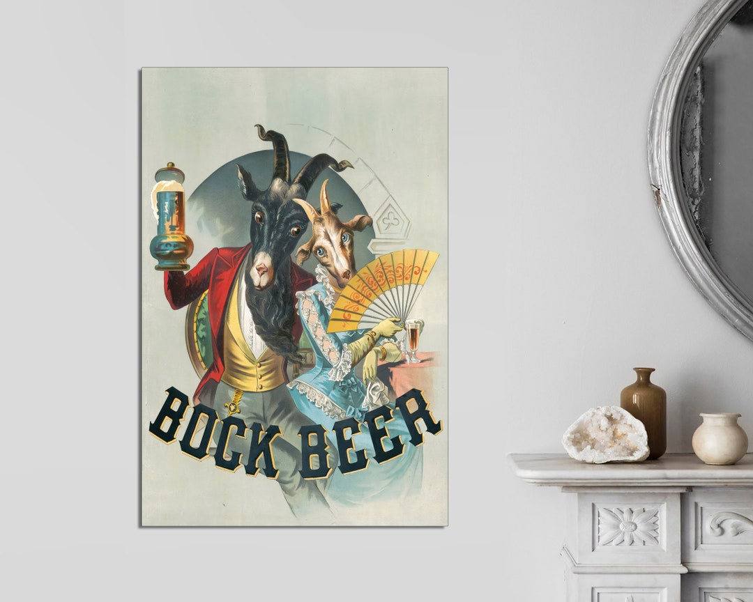 Bock Beer Goats, Vintage German Ad, Funny Canvas Art Print - Etsy