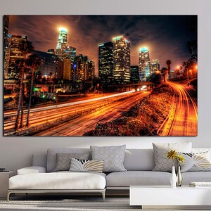 Downtown LA, Los Angeles City Skyline Canvas Print, Ready to Hang, Wall ...