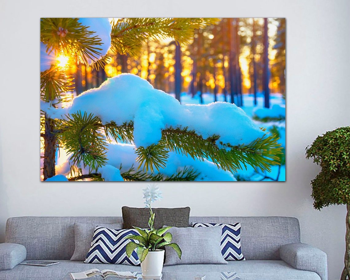 Gorgeous Winter Snow Sunset Wall Decor Wall Art Print Forest | Etsy