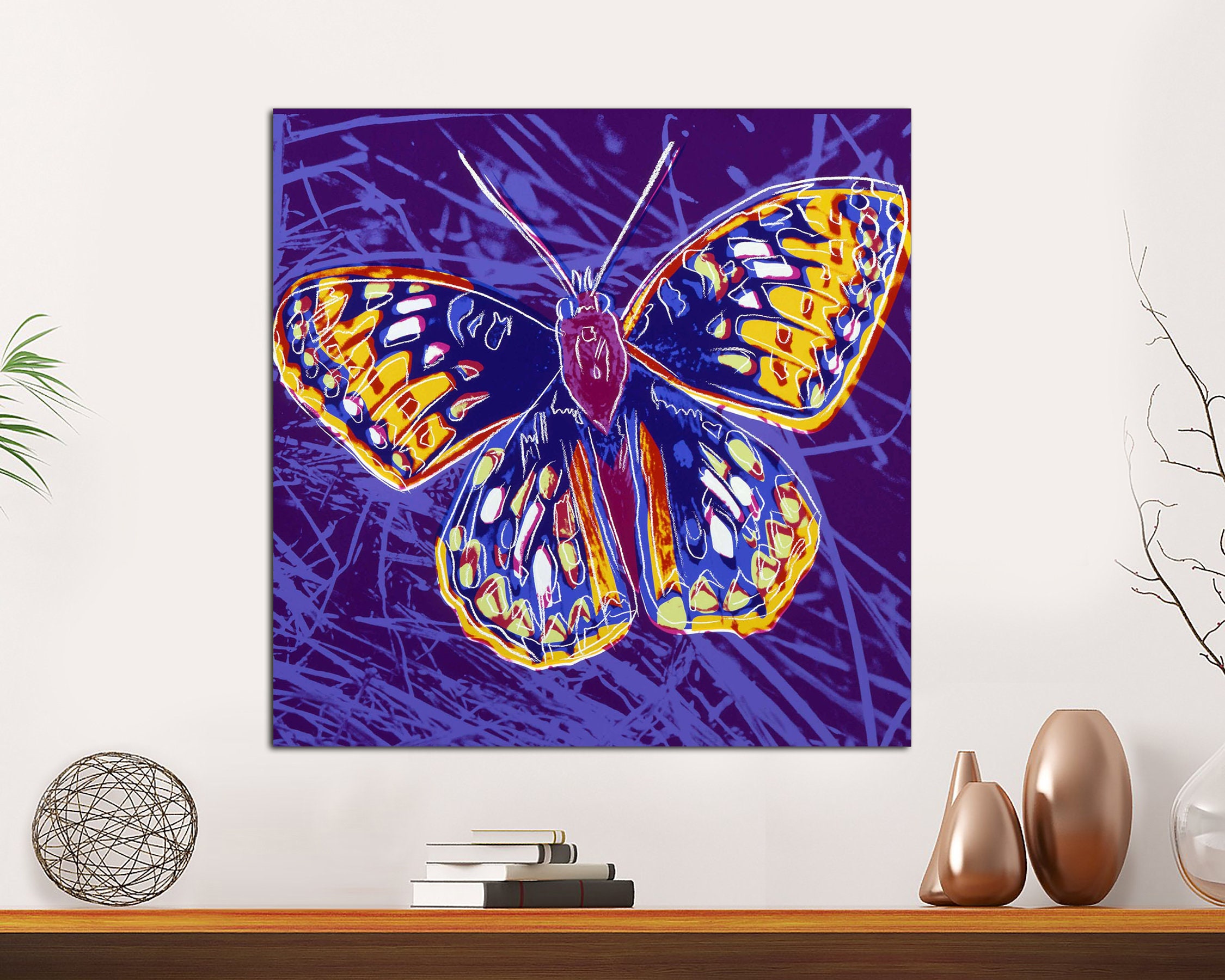 Andy Warhol Butterfly Canvas Print, Pop Art, Modern Wall Decor - Etsy