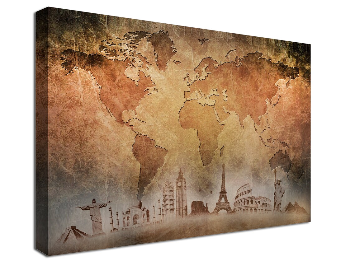 World Map Canvas Print, World Map Canvas, World Map Large Canvas ...