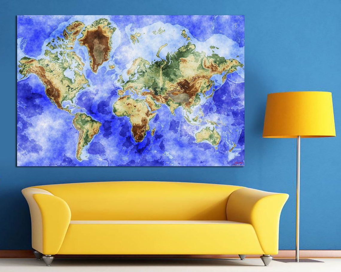 World Map Canvas Print World Map Canvas World Map Large | Etsy