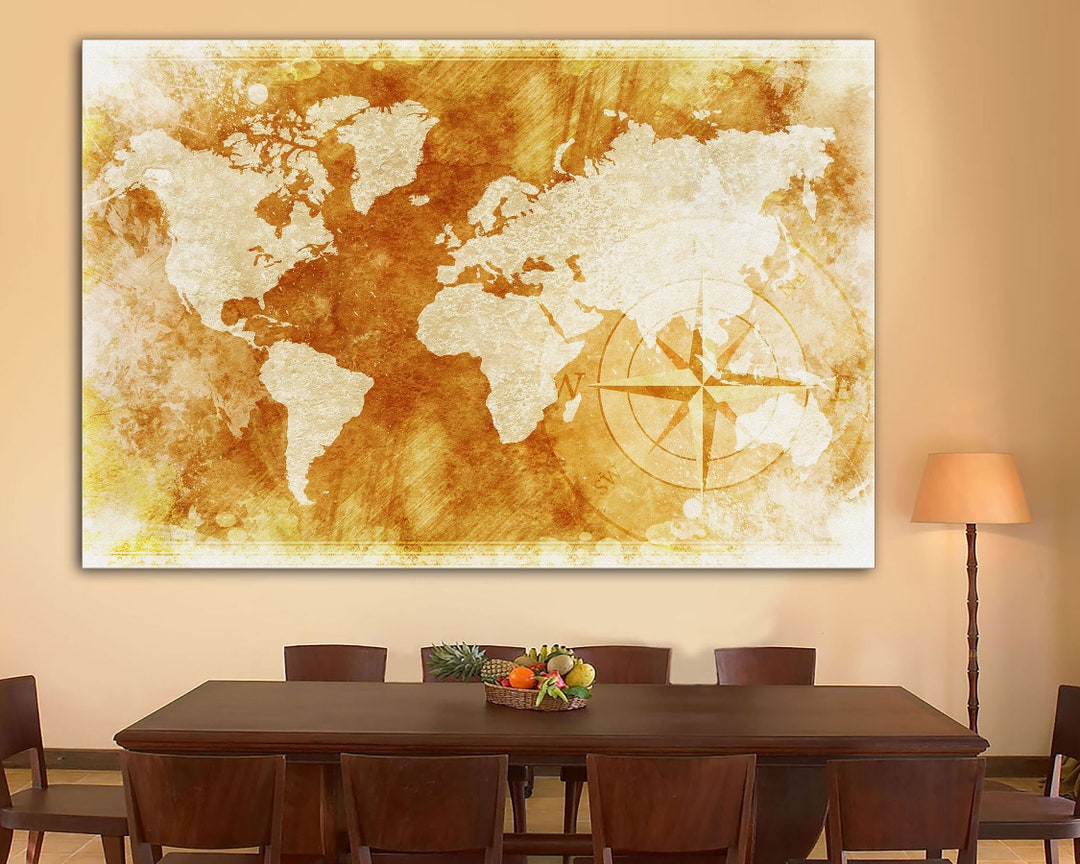 World Map Canvas Print, World Map Canvas, World Map Large Canvas ...